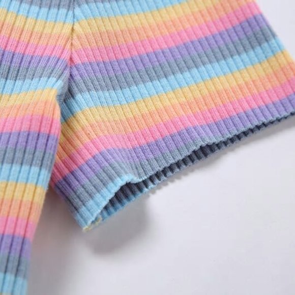 Tops | Pastel Rainbow Crop Top | Poshmark